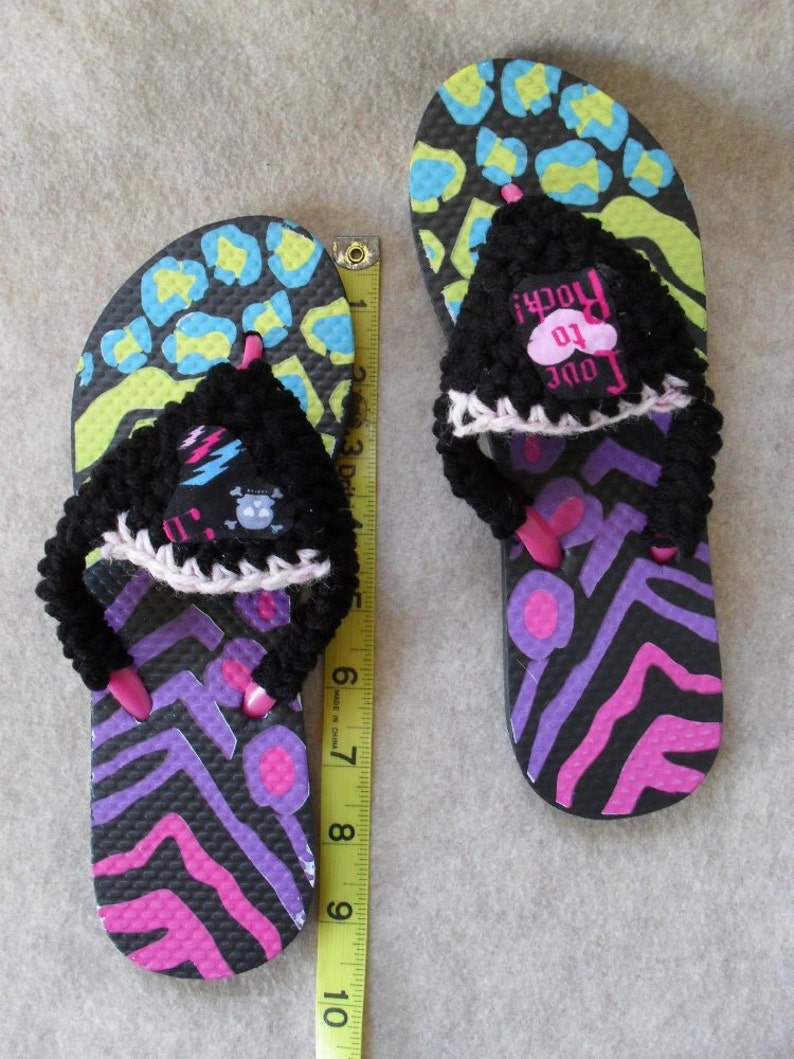 Colorful Rock Flip Flop Sandals: Crochet Love to Rock Bold Multi-color ...