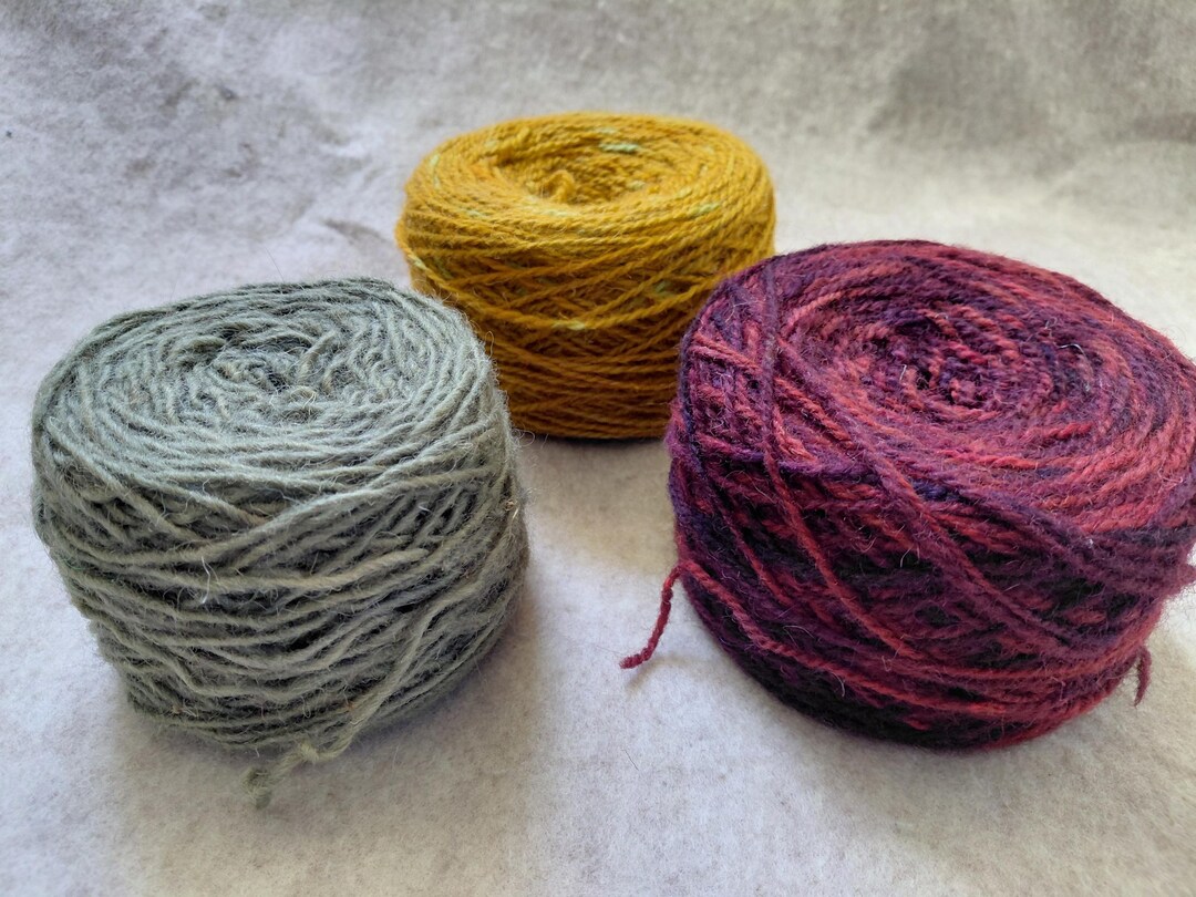 Vintage Fiber Yarns: Olive Green, Maroon Mix, Dark Yellow Mix (choose 1 ...