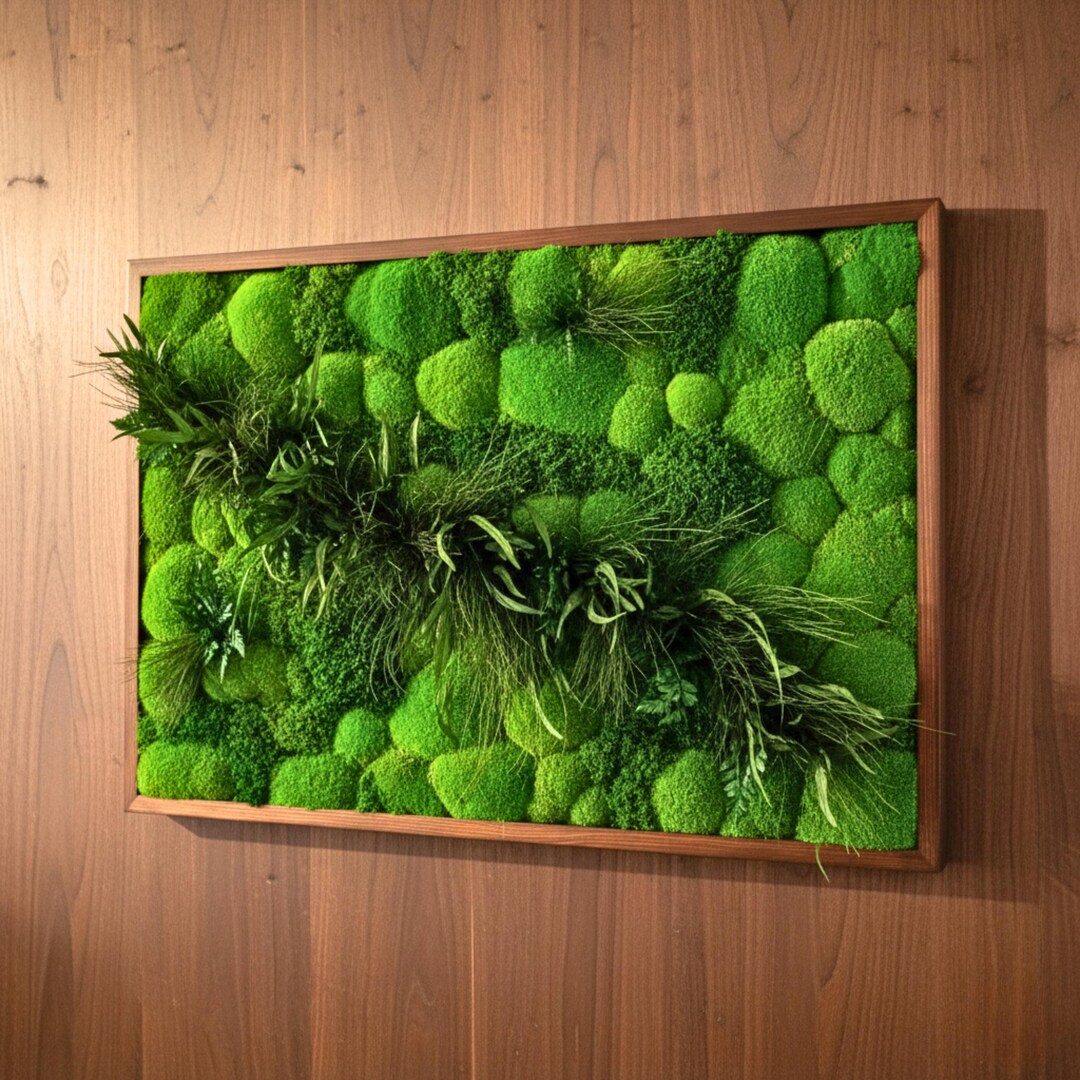 Moss Wall Art With 3D Preserved Moss Panel Modern Nature Sculpture Home ...