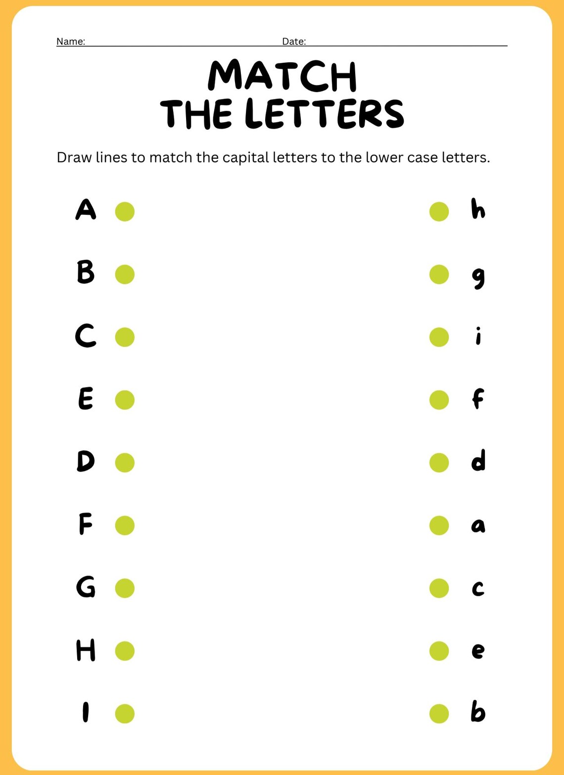Alphabet Match Worksheet, Uppercase to Lowercase, English Letters ...