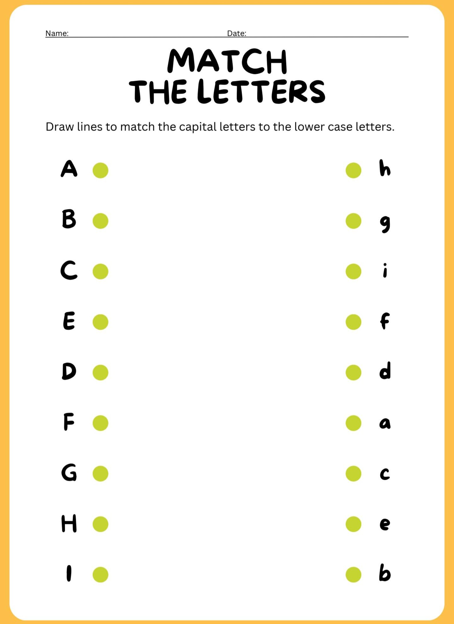 Alphabet Match Worksheet, Uppercase to Lowercase, English Letters ...