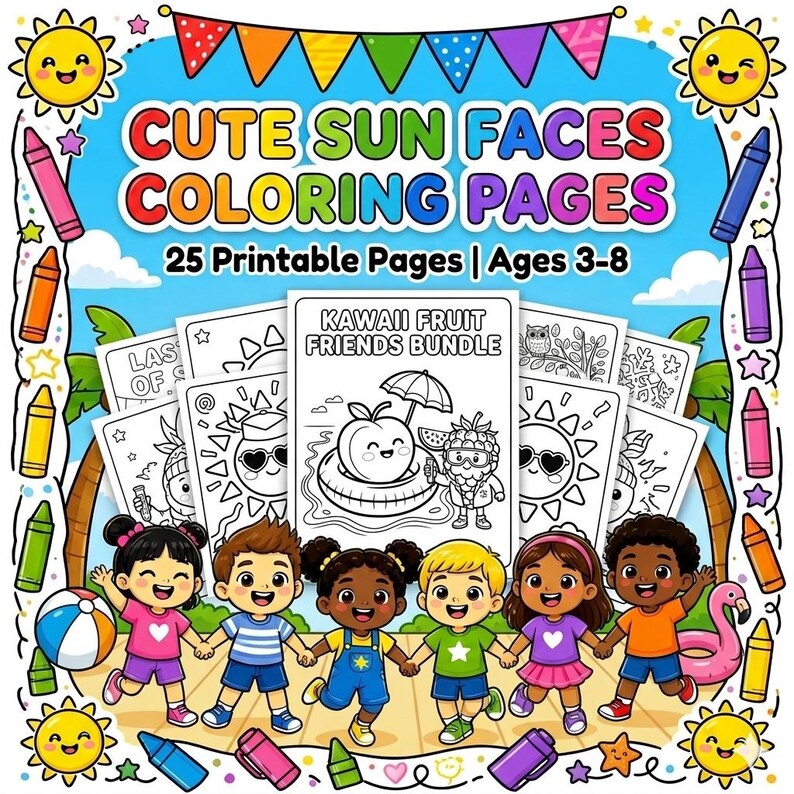 Summer Fruits Coloring Pages | Cute Kawaii Fruit Coloring Book | 45 ...