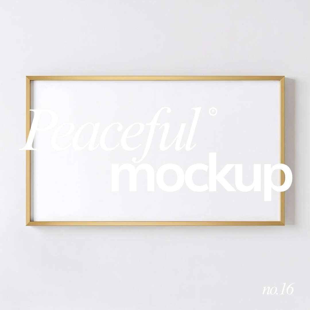 Horizontal Gold Frame Mockup, Minimalistic, Simple, on Wall, 16x9 Ratio ...