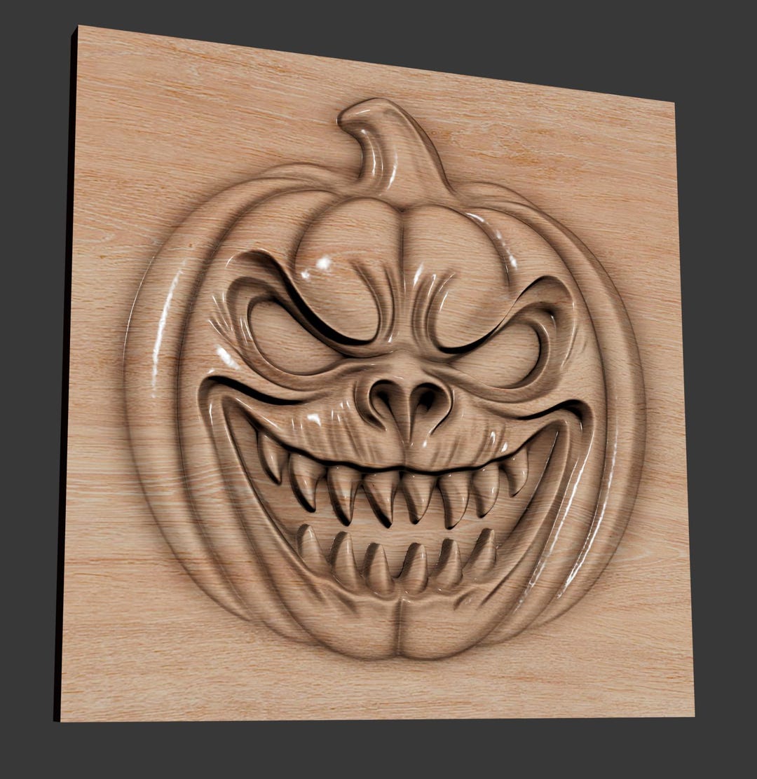 Scary Jack O' Lantern 3D Relief STL File: Halloween Decor (digital ...