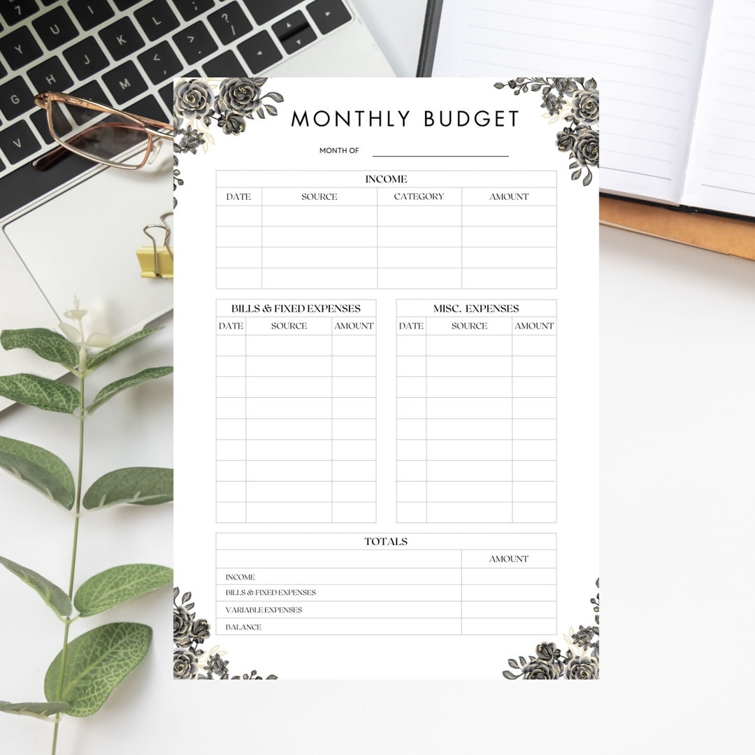 Digital Printable Weekly Budget Planner Checklist Calendar Art Print ...