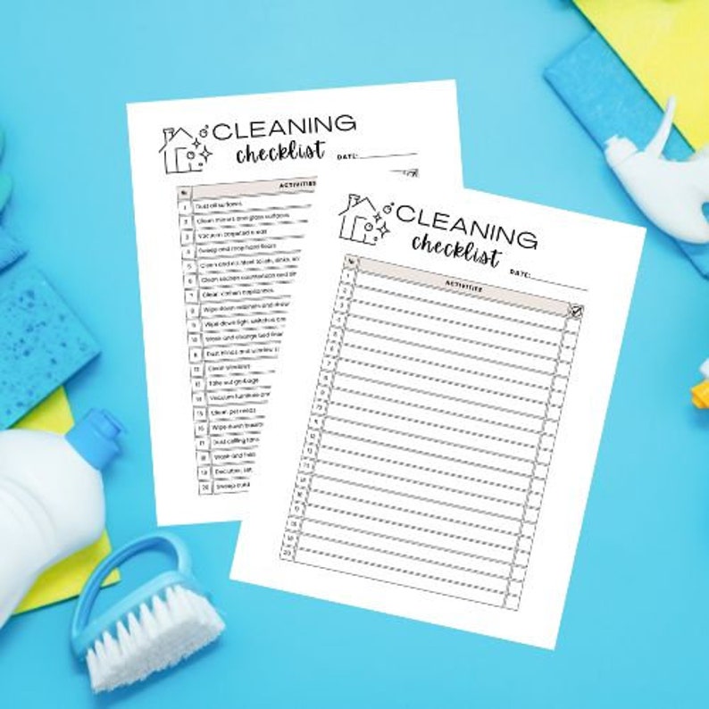 Digital Printable Weekly Cleaning Checklist Calendar Art Print Out ...