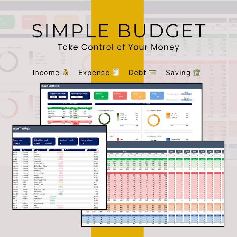 Budget Planner Excel Template Easy to Use Which Tracks Income, Expenses ...