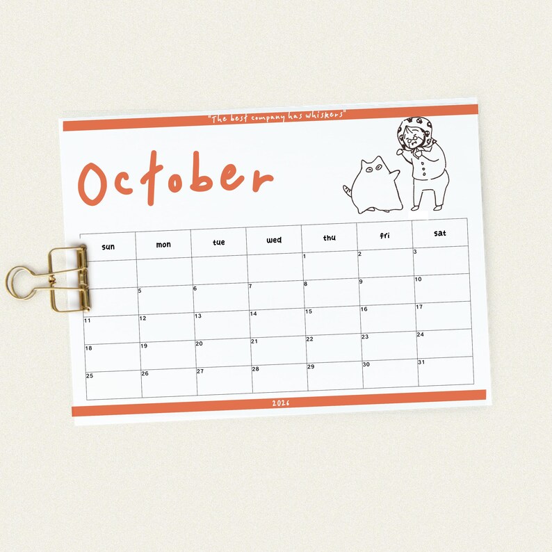 2026 Nana and Cat Calendar, Cozy Cottagecore Illustration (digital ...