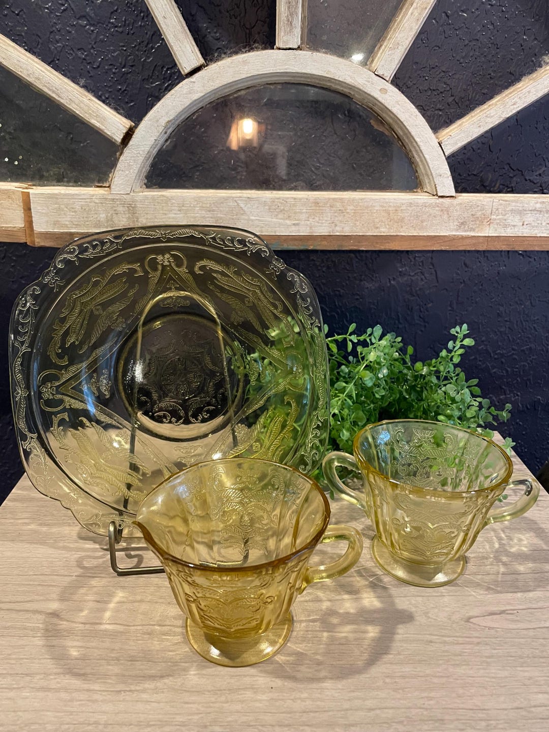 Federal Glass Madrid Pattern Bowl, Creamer and Sugar Set - Etsy