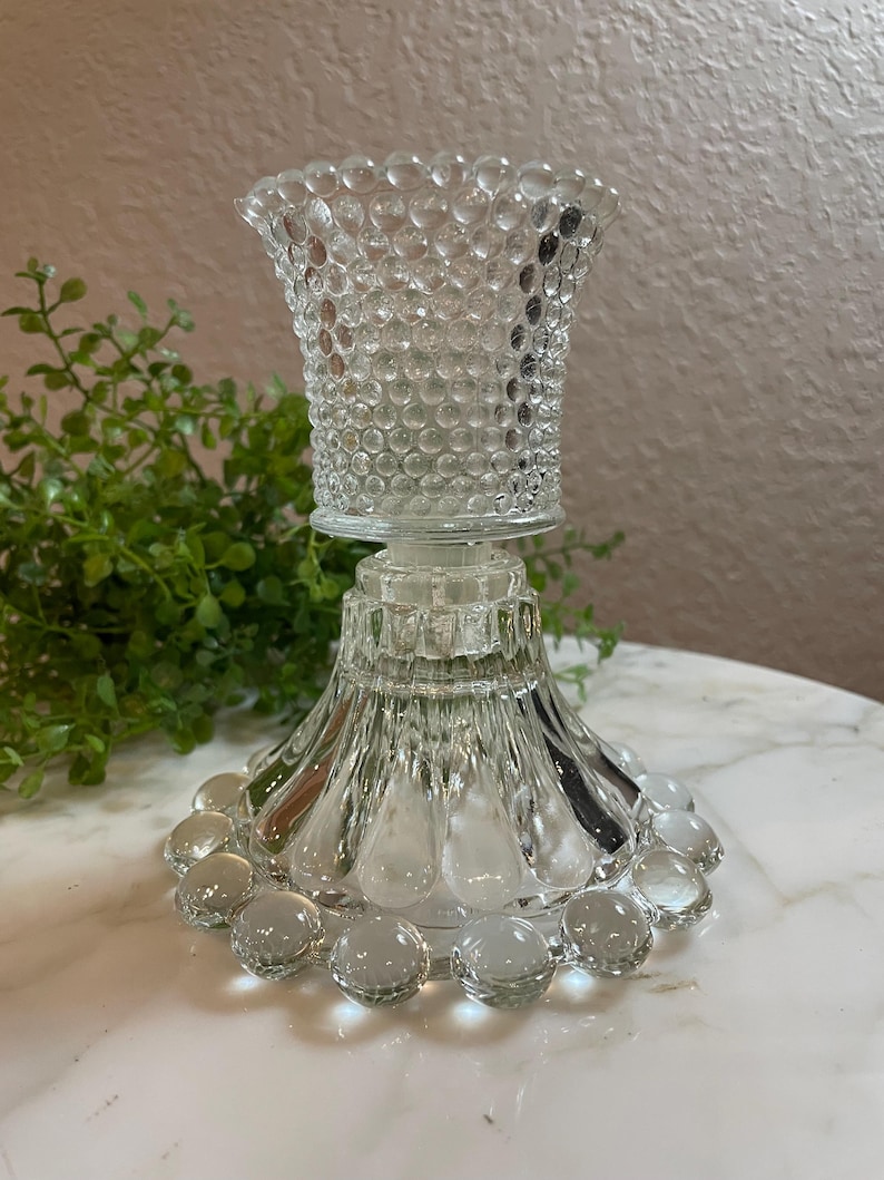 Anchor Hocking Clear Glass Bubble Rim Candlestick & Hobnail Votive - Etsy