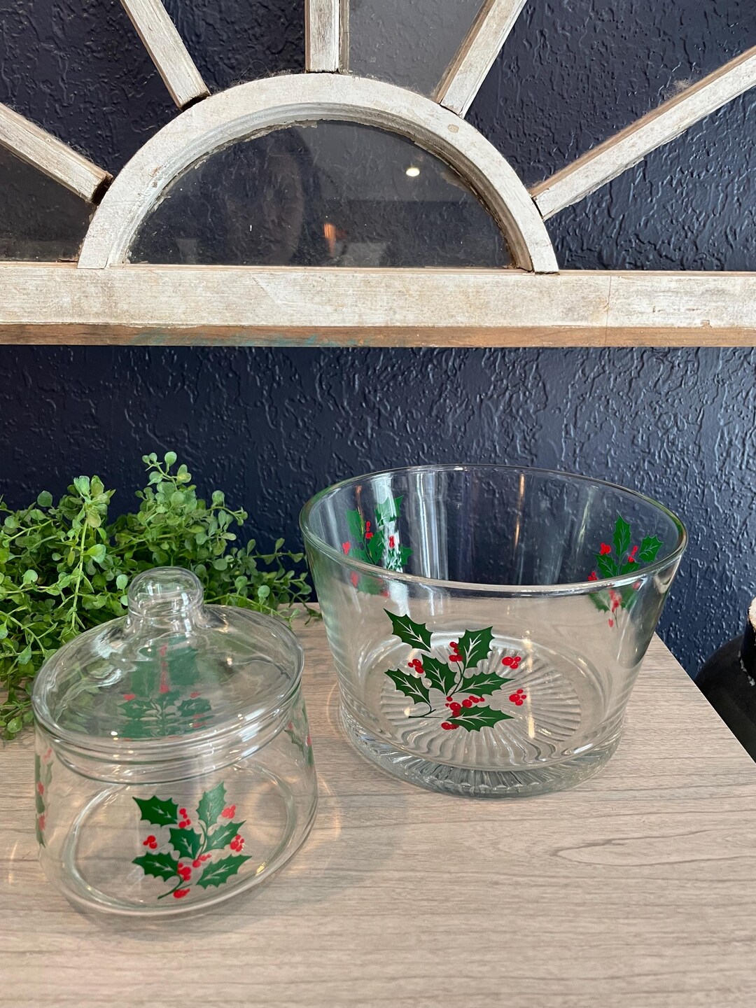 Indiana Glass Holly Berry Ice Bucket/candy Jar - Etsy