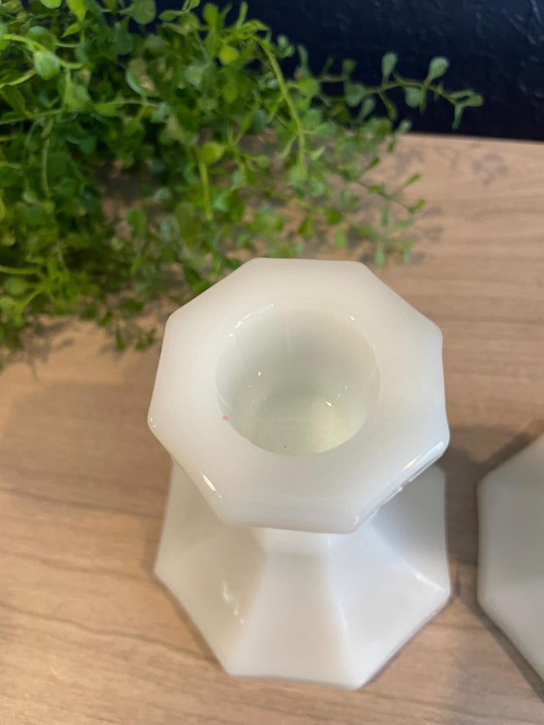 Vintage Anchor Hocking Milk Glass Candle Holders, Blue Hobnail Votive ...