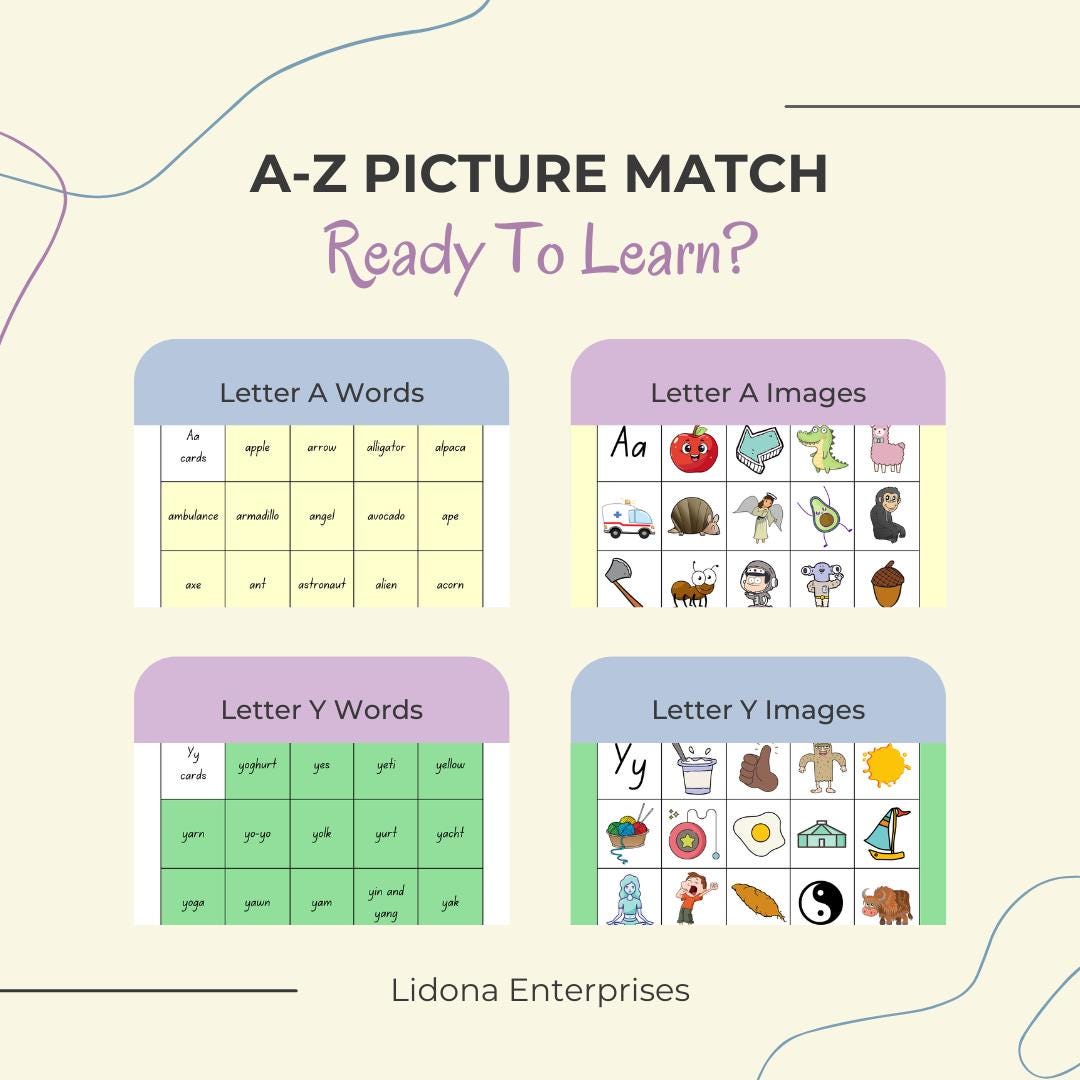 Alphabet Picture Matching Worksheet Printable | Preschool Phonics ...