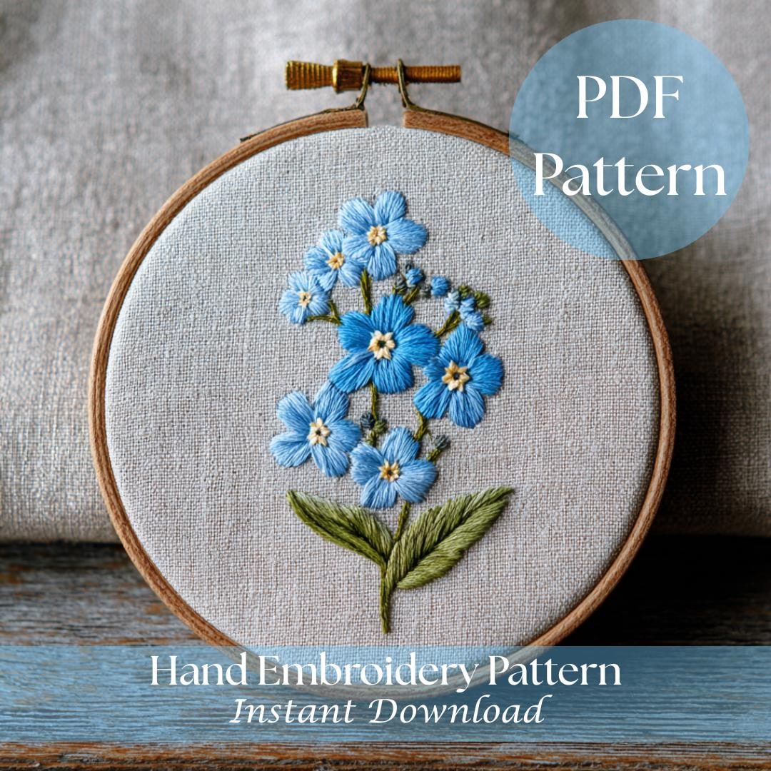 Forget Me Not Hand Embroidery Pattern PDF | Alaska State Flower ...