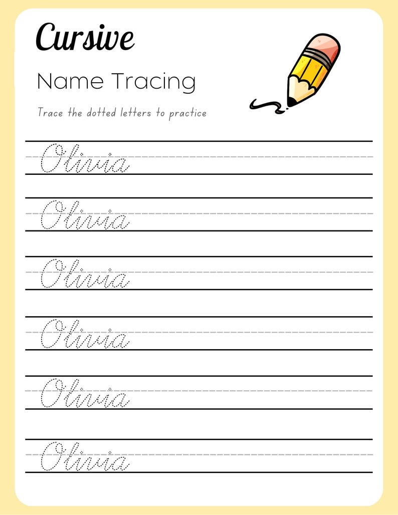 Custom Cursive Name Tracing Worksheet - Prek Kids Handwriting Practice ...
