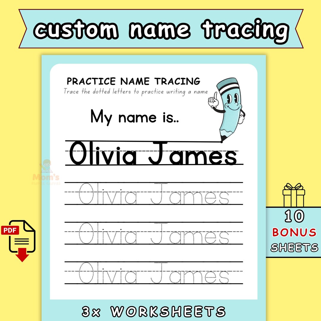 Custom Name Tracing Page: Preschool Handwriting Practice (PDF) Pre-k ...