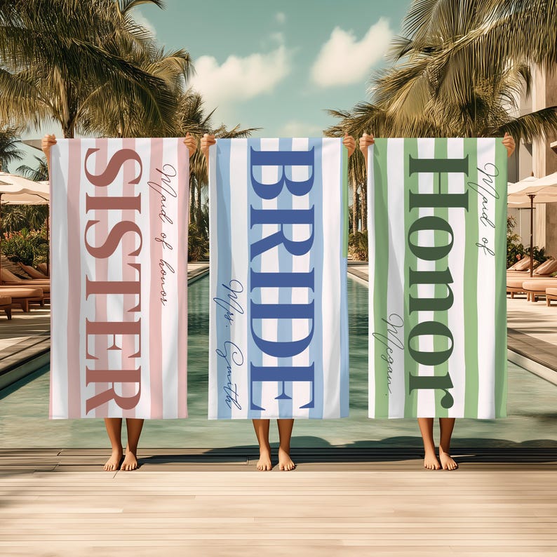 Personalized Bride Beach Towels, Bride Custom Beach Towel, Custom ...