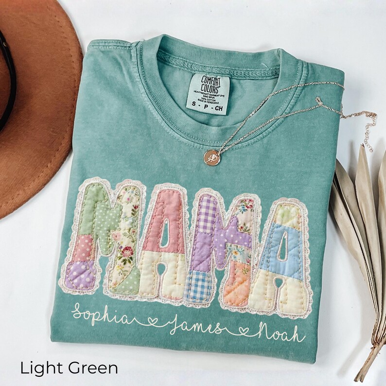 Personalized Mama Faux Patchwork Shirt With Kids Names, Floral Mom ...