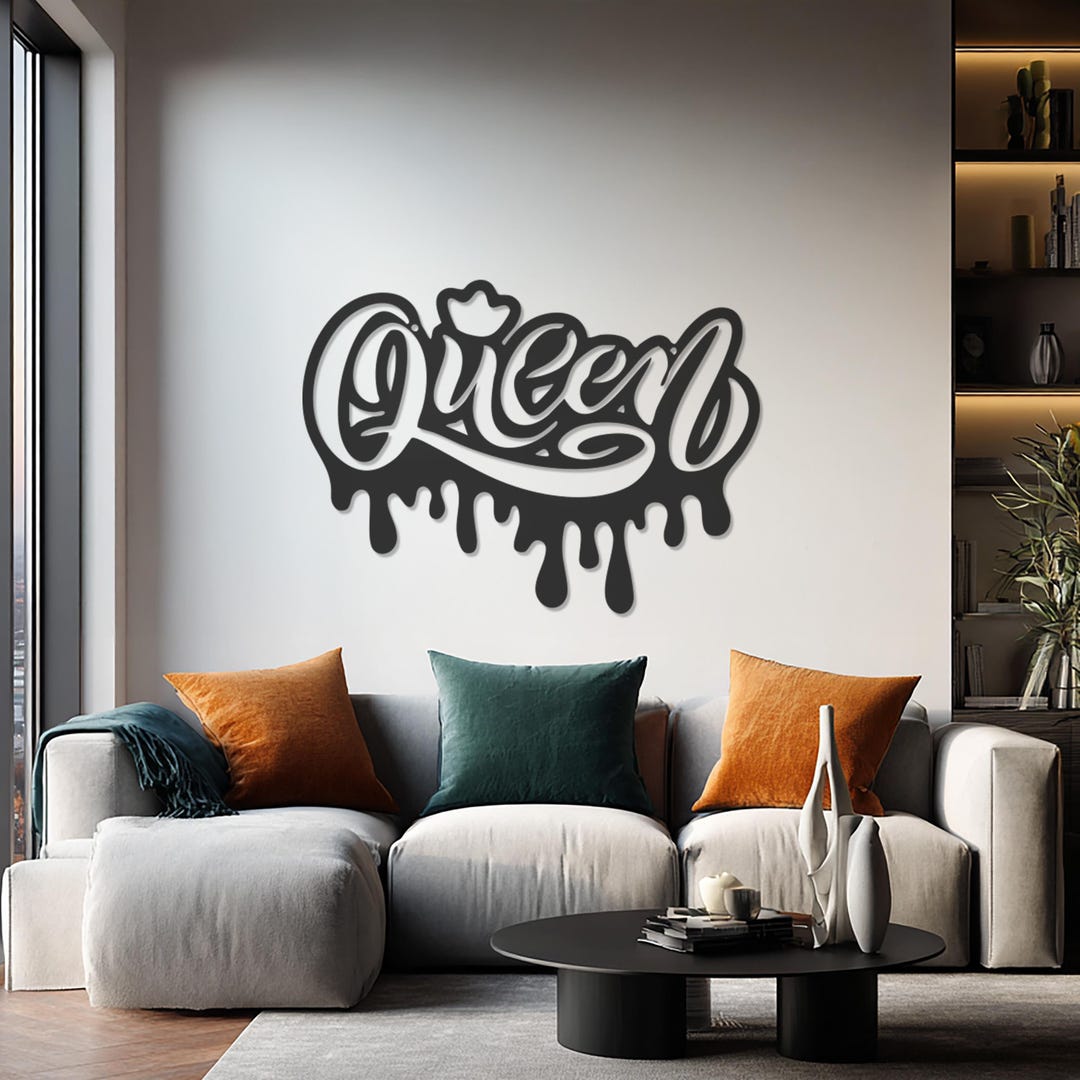 Queen Metal Wall Art, Graffiti Style Drip Letter Design, Bold Modern ...