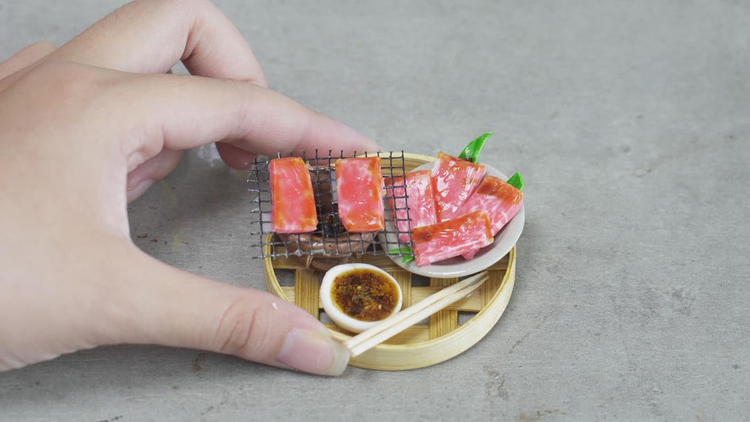 Grilled Beef Set Clay Miniature (1 Pcs) for Dollhouse - Etsy