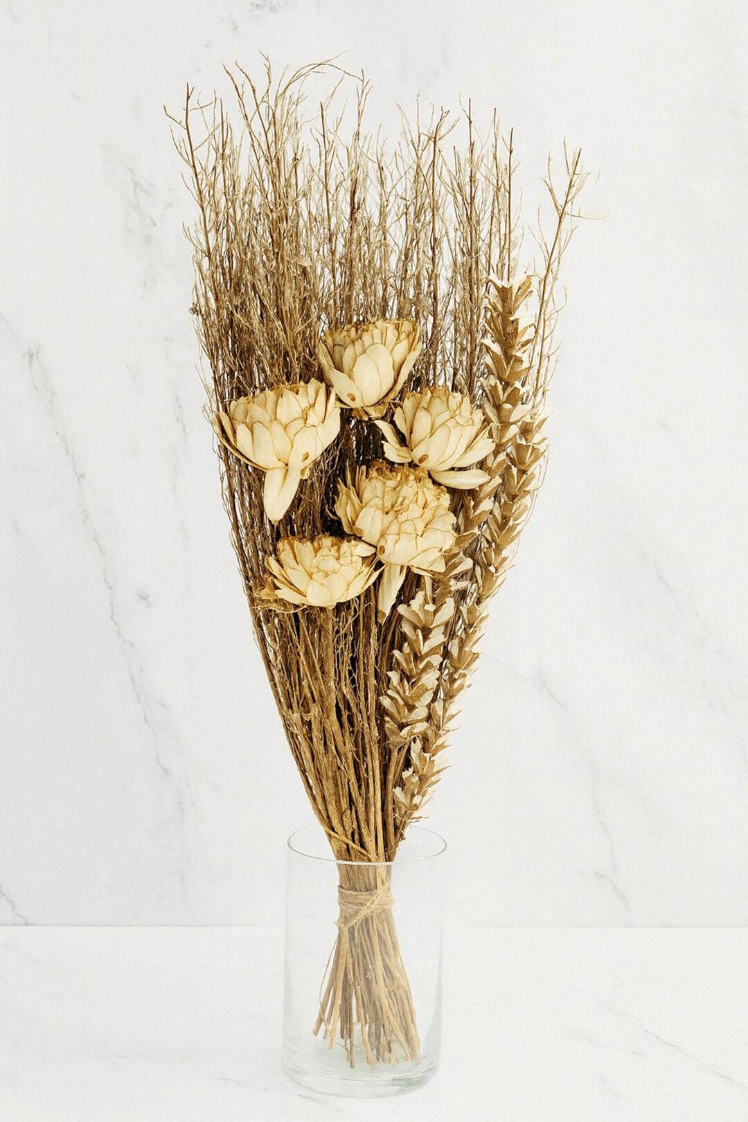 Rustic Dried Flower Bouquet | Tapioca Wood Blooms, Farmhouse Decor - Etsy