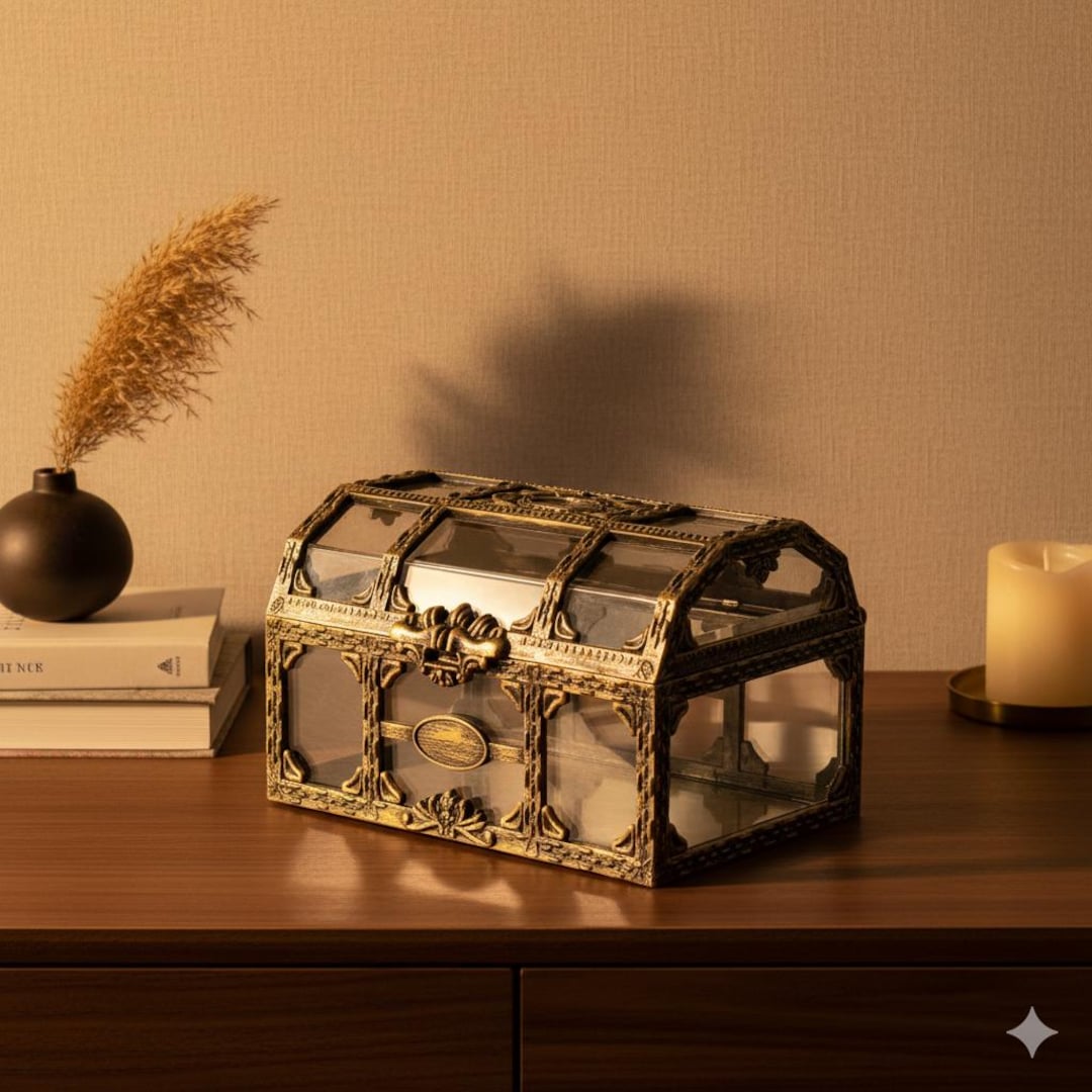 Vintage Glass Treasure Chest – Antique-style Jewelry Storage Box ...