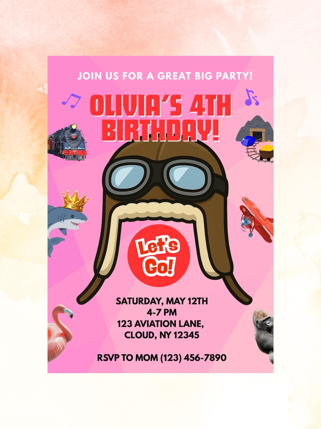 Danny Go Birthday Invitation | Editable Girls Party Invite (PDF) - Etsy