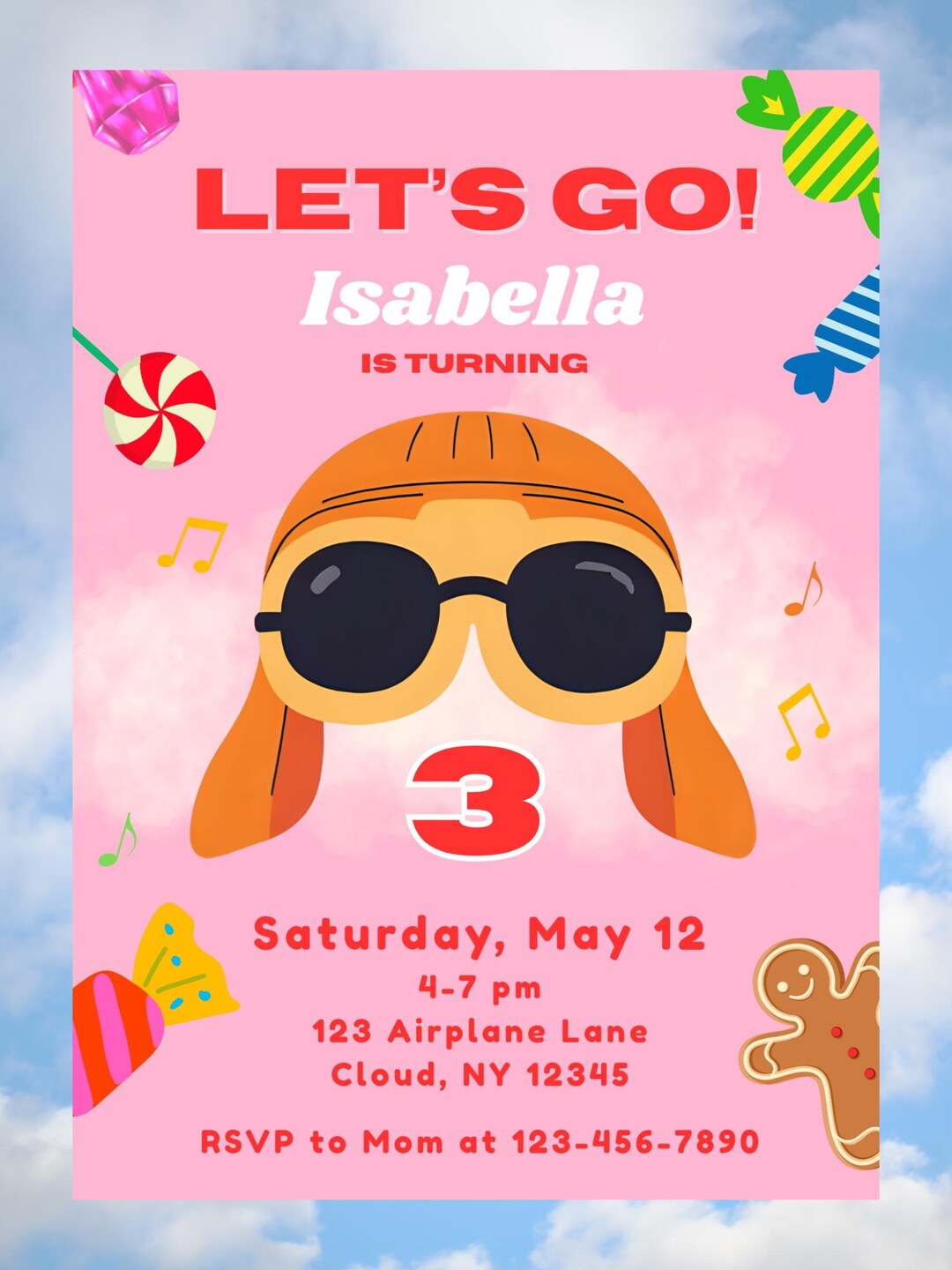 Aviation Birthday Invitation Template: Danny Go Inspired (digital ...