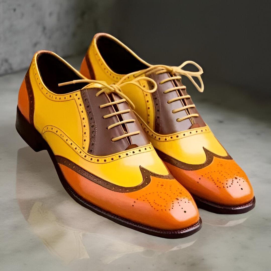 Men Genuine Handmade Multi Colors New Leather Shoe Oxford Lace-up ...