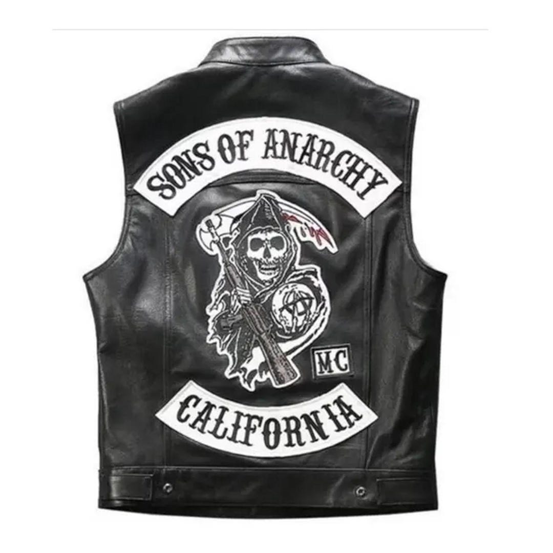 Sons of Anarchy Leather Vest, Jax Teller Reaper Patch, Motorcycle Biker ...