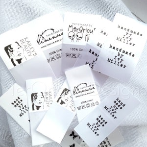 Custom White Satin Labels. Personalized Labels. Garment Labels. Care ...