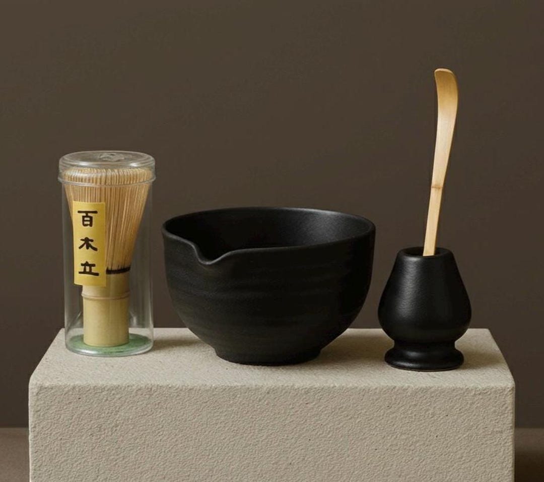 Japanese Matcha Set Matte – 2 or 4 PCS Tea Ceremony Kit With Bowl ...
