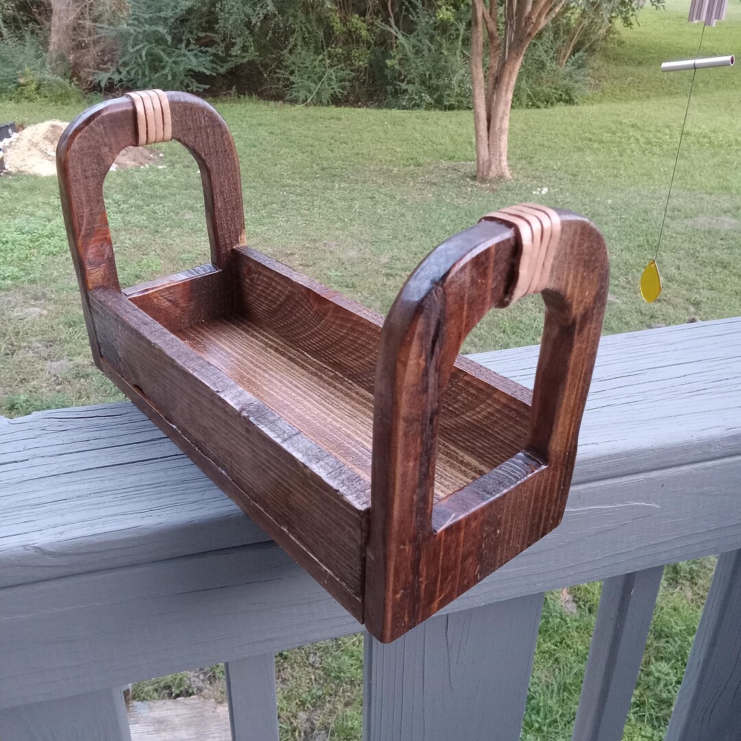 Rustic Wood Tote Box: Farmhouse Caddy With Leather Handle - Etsy