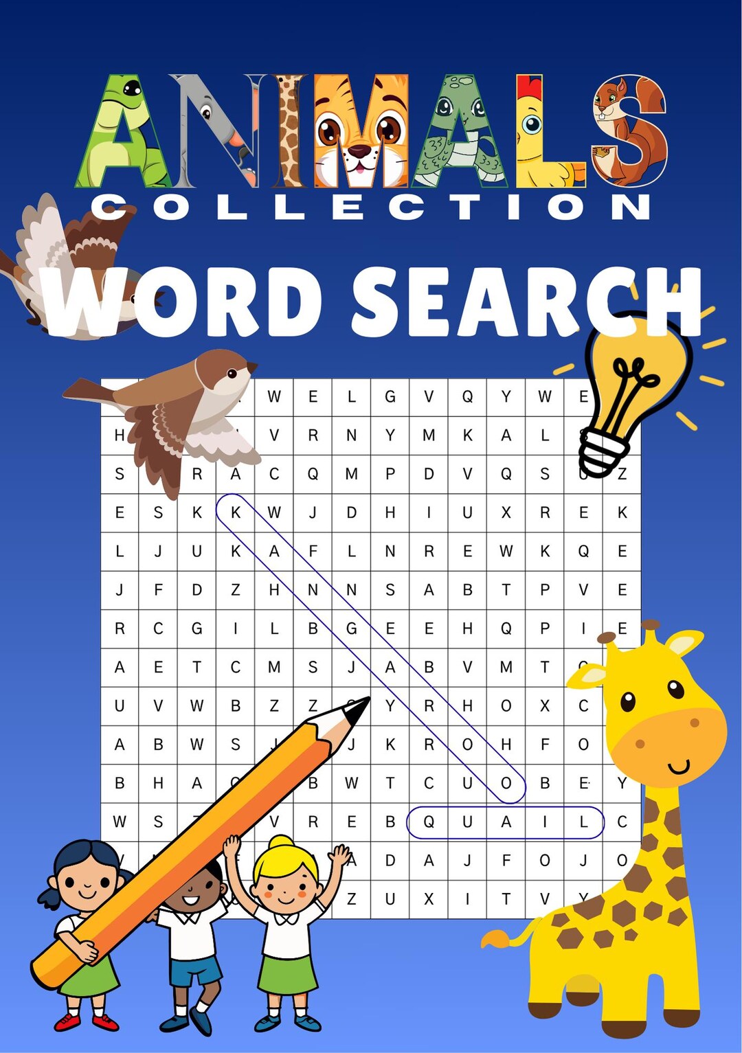 Animal Word Search for Kids and Adults - Etsy