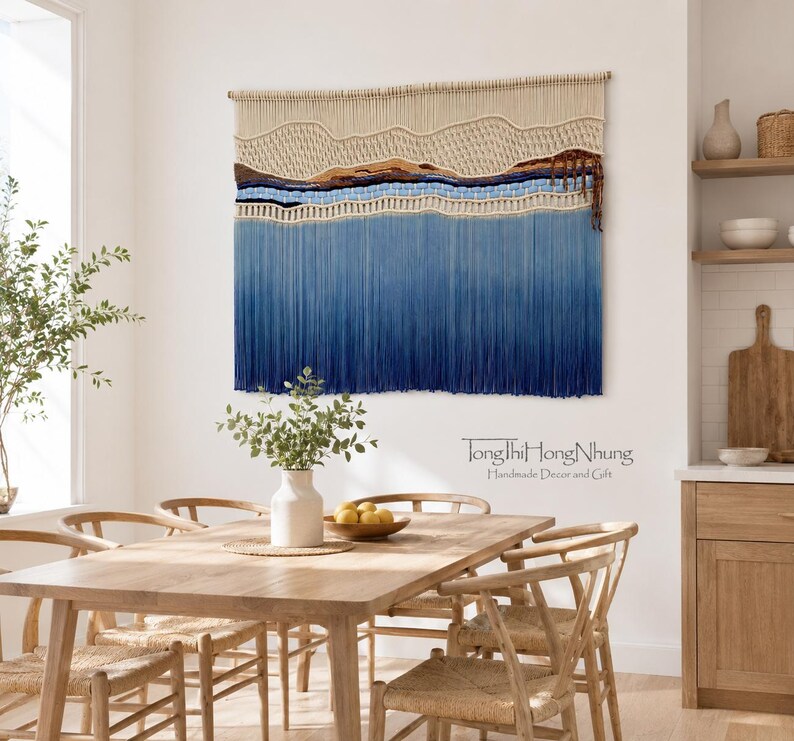 Extra Large Macrame Mountain Wall Hanging, Landscape Fiber Art, Boho ...