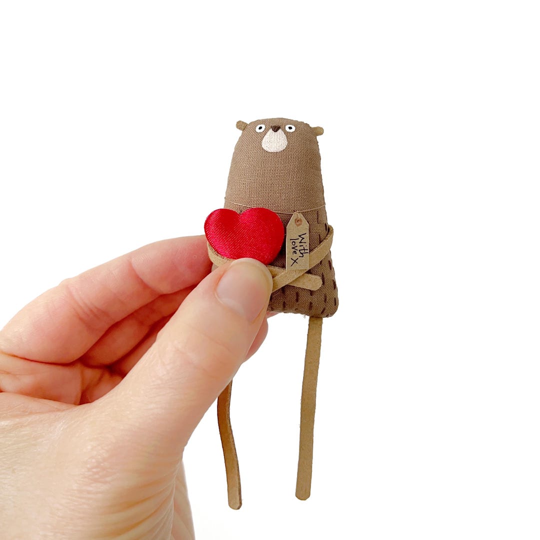 Limited Edition Small Handmade Bear Art Doll, Valentine Gift, Tiny ...
