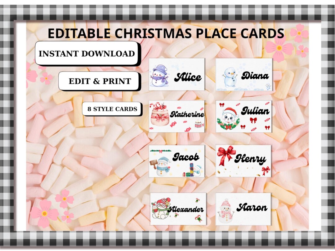 Cute Christmas Place Card (editable Canva Template) - Etsy