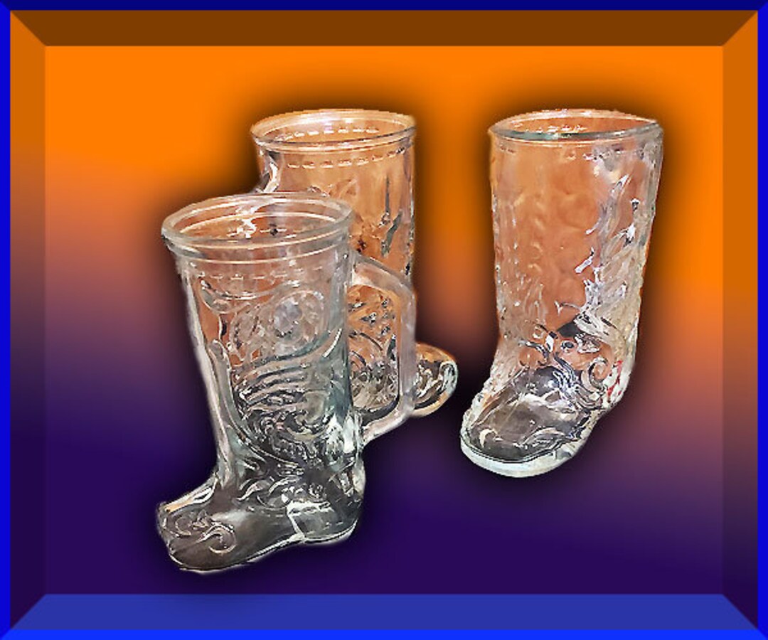 Set of Three (3) Glass Cowboy Boots; 2-14 Oz and 1-12 Oz. - Etsy