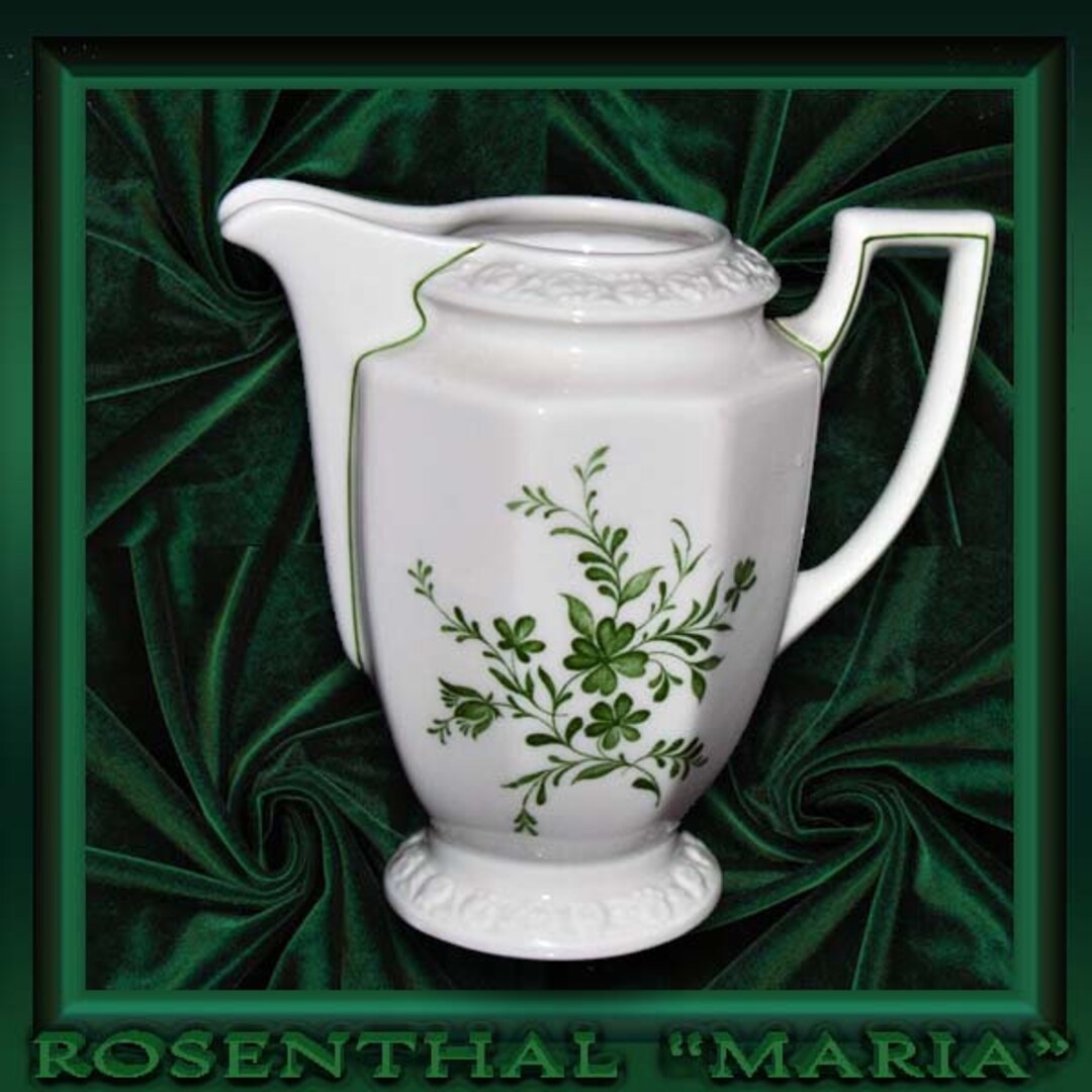 Rosenthal "maria" Shaped Creamer With Green Floral Design. Six Inches ...