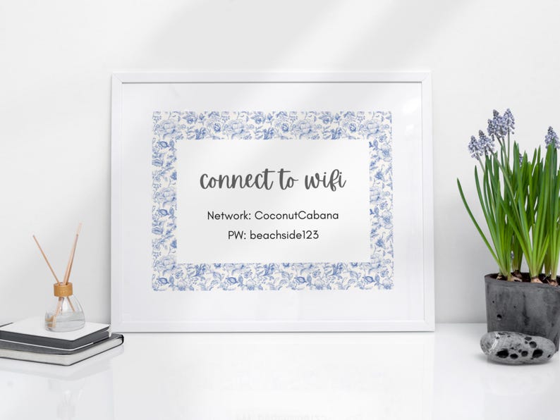 Wifi Password Sign Template, Airbnb Wifi Sign, Cottagecore Internet ...