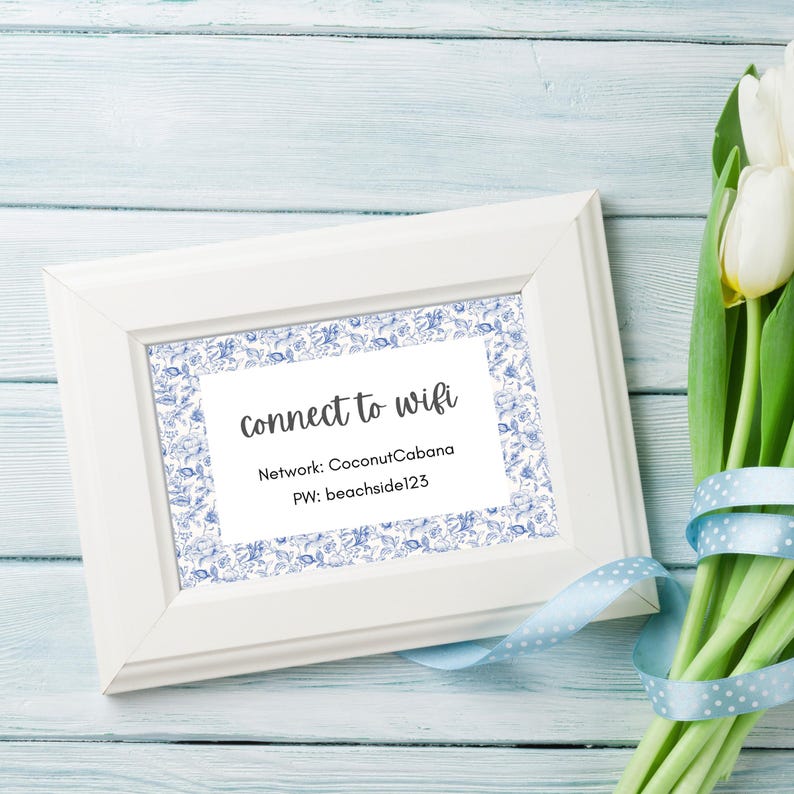 Wifi Password Sign Template, Airbnb Wifi Sign, Cottagecore Internet ...