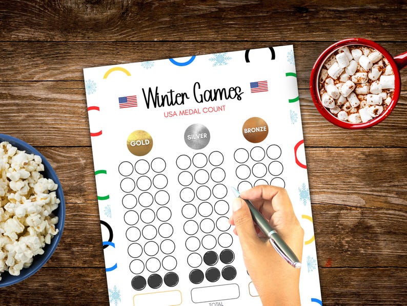Winter Games 2026 Medal Tracker Printable, Winter Games Medal Count for ...