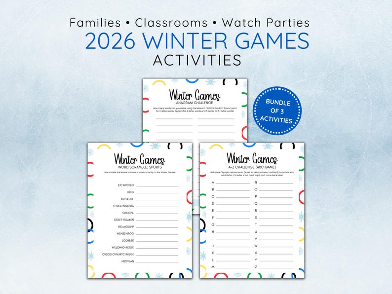 Printable 2026 Winter Games Activity Bundle for Classrooms, Families ...
