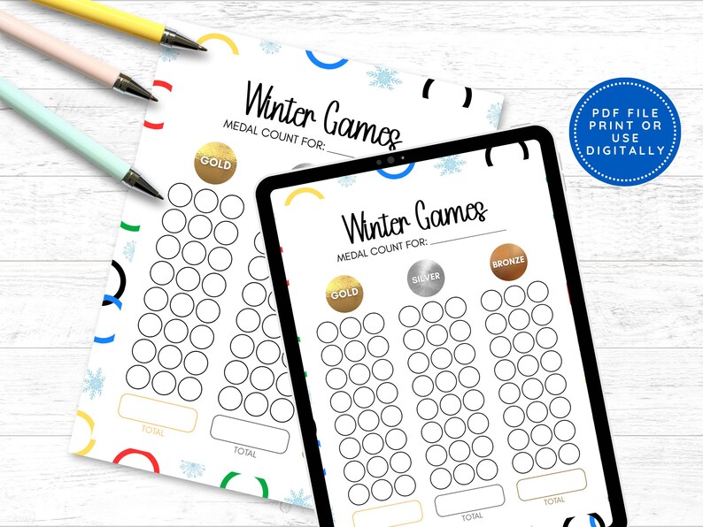 Winter Games 2026 Medal Tracker Printable, Winter Games Medal Count for ...