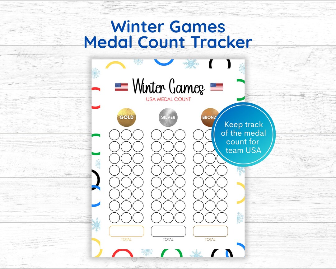Winter Games 2026 Medal Tracker Printable, Winter Games Medal Count for ...