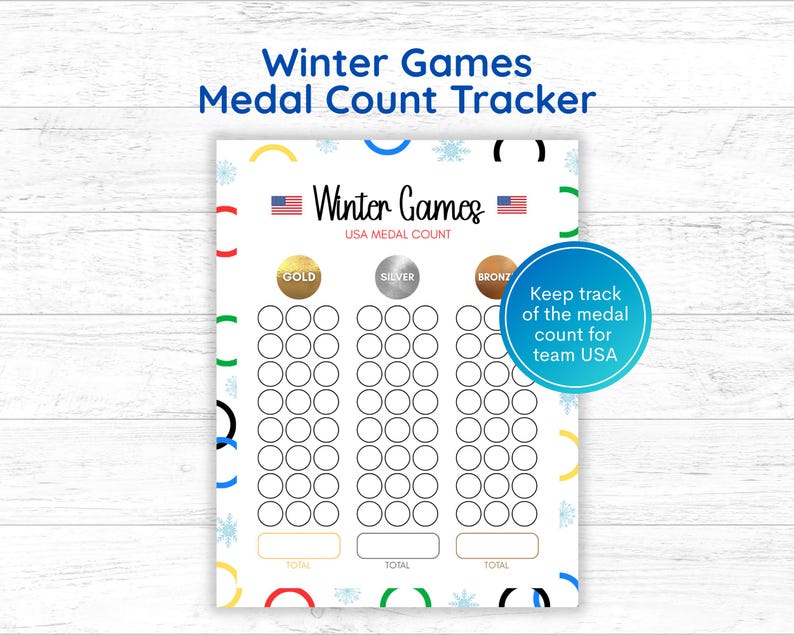 Winter Games 2026 Medal Tracker Printable, Winter Games Medal Count for ...