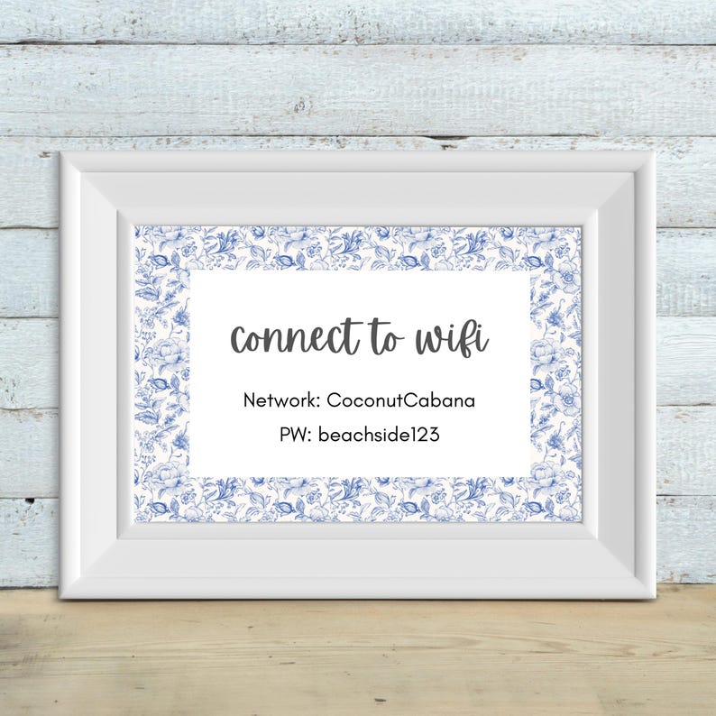 Wifi Password Sign Template, Airbnb Wifi Sign, Cottagecore Internet ...