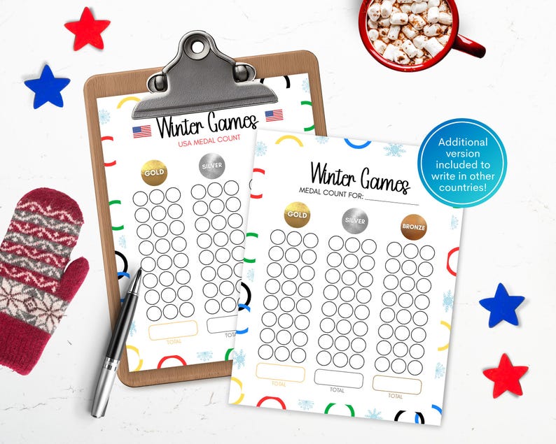 Winter Games 2026 Medal Tracker Printable, Winter Games Medal Count for ...