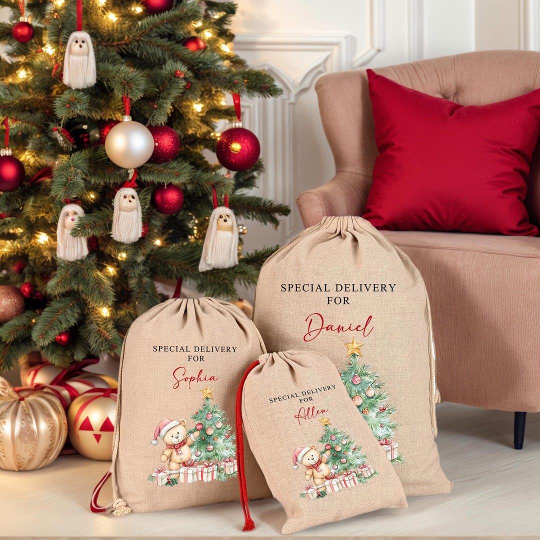 Personalized Christmas Sack With Name, Custom Monogram Xmas Gifts Sacks ...