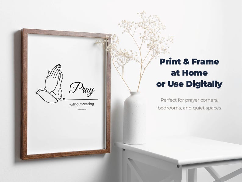 Pray Without Ceasing Print | Minimalist Christian Wall Art (digital ...